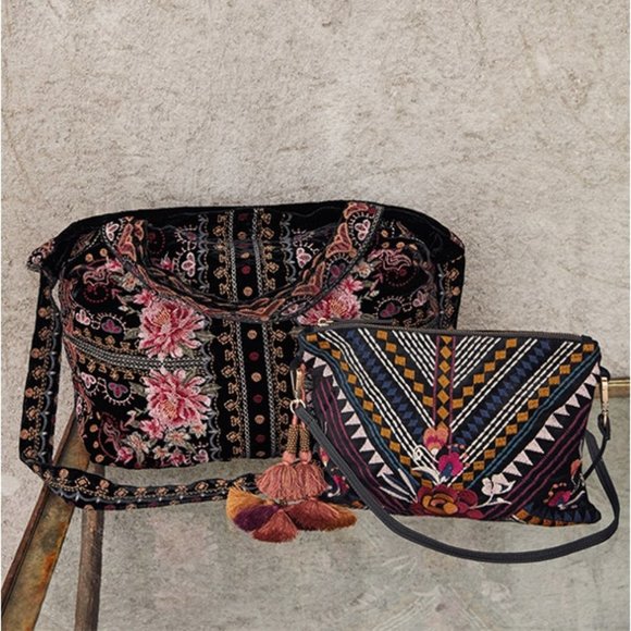 Johnny Was | Bags | Johnny Was Joanna Velvet Tote Bag Handbag Black ...